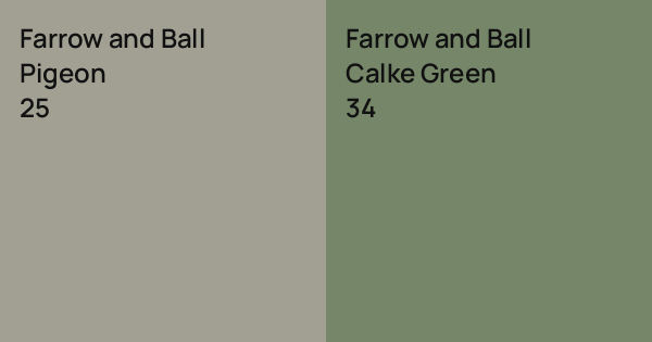 Farrow and Ball Pigeon vs. Farrow and Ball Calke Green comparison