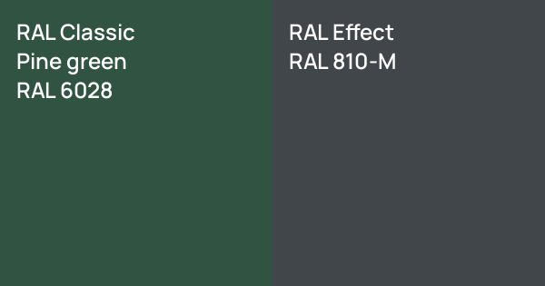 RAL Classic Pine green vs. RAL Effect RAL 810-M comparison