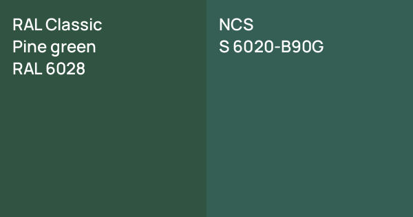 RAL Classic Pine green vs. NCS S 6020-B90G comparison