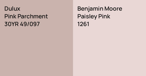 Dulux Pink Parchment vs. Benjamin Moore Paisley Pink comparison
