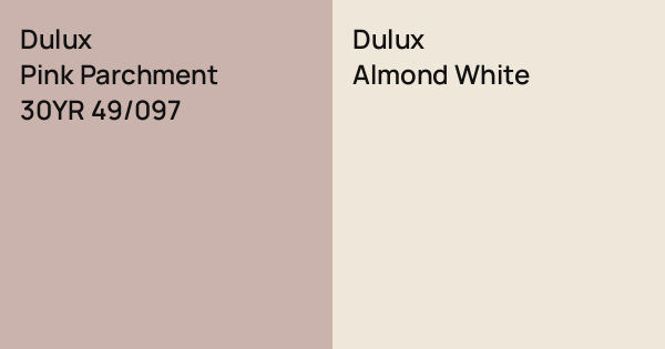 Dulux Pink Parchment vs. Dulux Almond White comparison