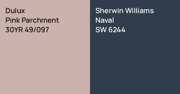 Dulux Pink Parchment vs. Sherwin Williams Naval comparison