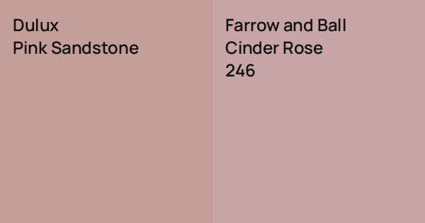 Dulux Pink Sandstone vs. Farrow and Ball Cinder Rose comparison