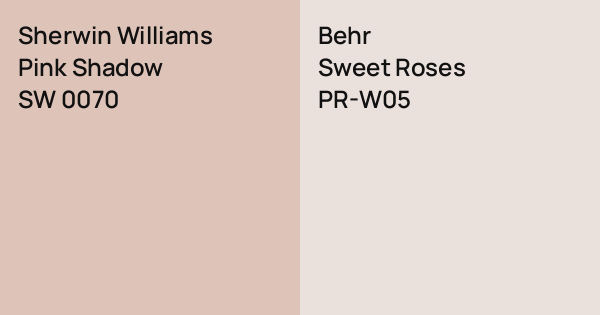 Sherwin Williams Pink Shadow vs. Behr Sweet Roses comparison