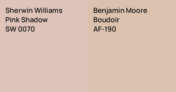Sherwin Williams Pink Shadow vs. Benjamin Moore Boudoir comparison