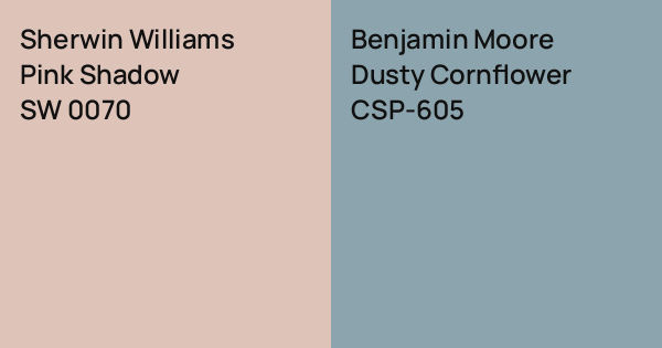Sherwin Williams Pink Shadow vs. Benjamin Moore Dusty Cornflower comparison