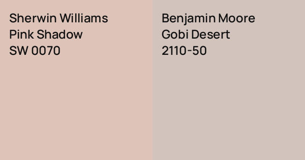 Sherwin Williams Pink Shadow vs. Benjamin Moore Gobi Desert comparison