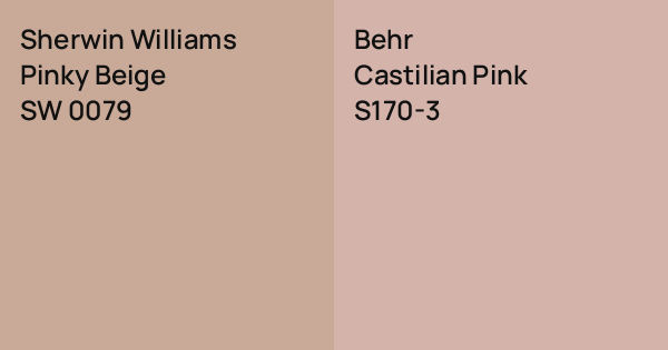 Sherwin Williams Pinky Beige vs. Behr Castilian Pink comparison