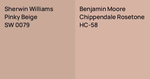 Sherwin Williams Pinky Beige vs. Benjamin Moore Chippendale Rosetone ...