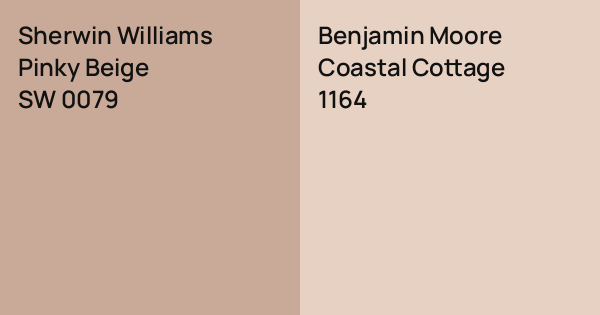 Sherwin Williams Pinky Beige vs. Benjamin Moore Coastal Cottage comparison
