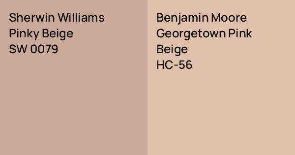 Sherwin Williams Pinky Beige vs. Benjamin Moore Georgetown Pink Beige ...