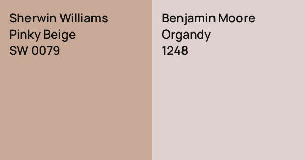 Sherwin Williams Pinky Beige vs. Benjamin Moore Organdy comparison