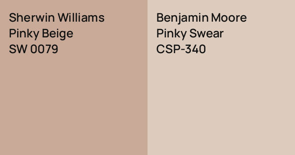 Sherwin Williams Pinky Beige vs. Benjamin Moore Pinky Swear comparison
