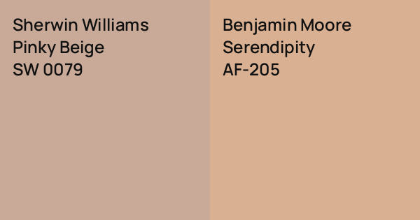 Sherwin Williams Pinky Beige vs. Benjamin Moore Serendipity comparison