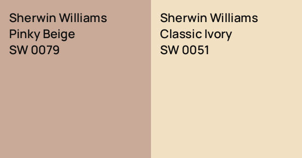 Sherwin Williams Pinky Beige vs. Sherwin Williams Classic Ivory comparison