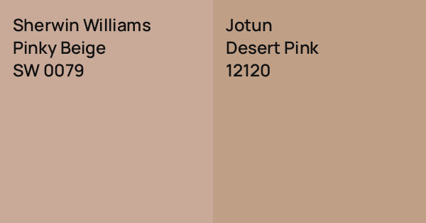 Sherwin Williams Pinky Beige vs. Jotun Desert Pink comparison
