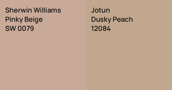 Sherwin Williams Pinky Beige vs. Jotun Dusky Peach comparison