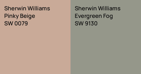 Sherwin Williams Pinky Beige vs. Sherwin Williams Evergreen Fog comparison