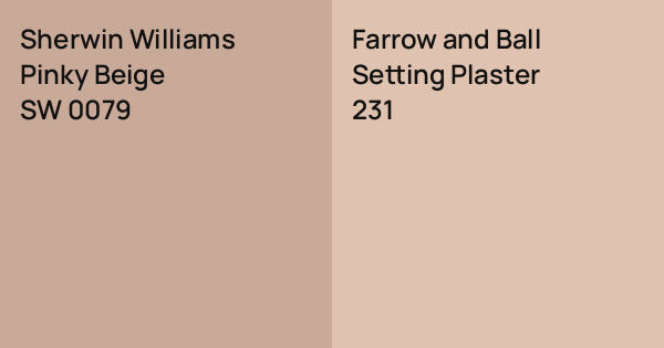 Sherwin Williams Pinky Beige vs. Farrow and Ball Setting Plaster comparison