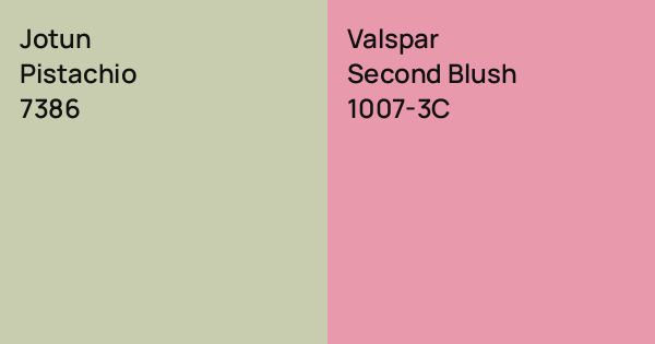 Jotun Pistachio vs. Valspar Second Blush comparison