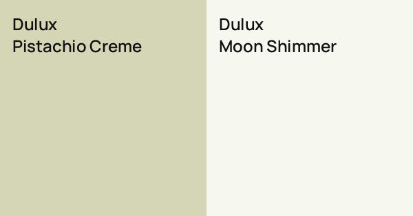 Dulux Pistachio Creme vs. Dulux Moon Shimmer comparison