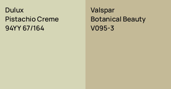 Dulux Pistachio Creme vs. Valspar Botanical Beauty comparison