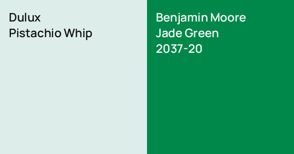 Dulux Pistachio Whip vs. Benjamin Moore Jade Green comparison