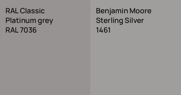 RAL Classic Platinum grey vs. Benjamin Moore Sterling Silver comparison