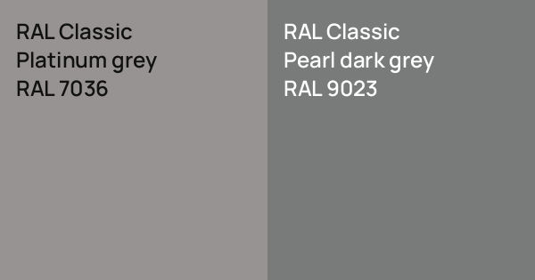 RAL Classic Platinum grey vs. RAL Classic Pearl dark grey comparison