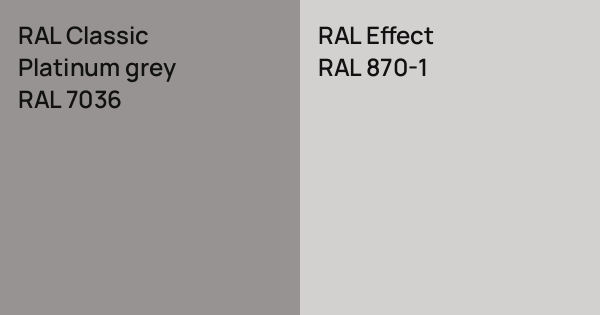 RAL Classic Platinum grey vs. RAL Effect RAL 870-1 comparison