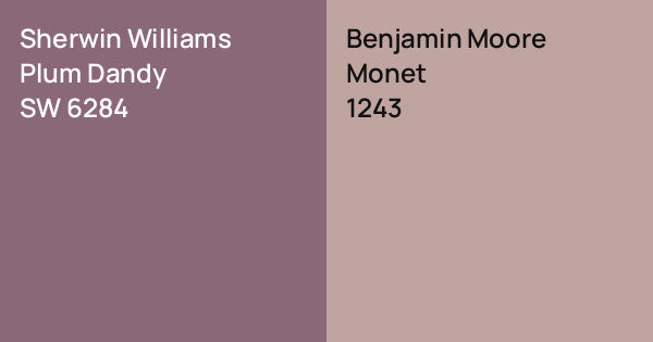 Sherwin Williams Plum Dandy vs. Benjamin Moore Monet comparison