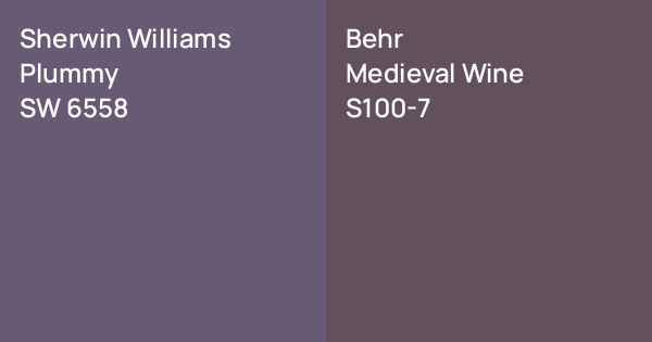Sherwin Williams Plummy vs. Behr Medieval Wine comparison