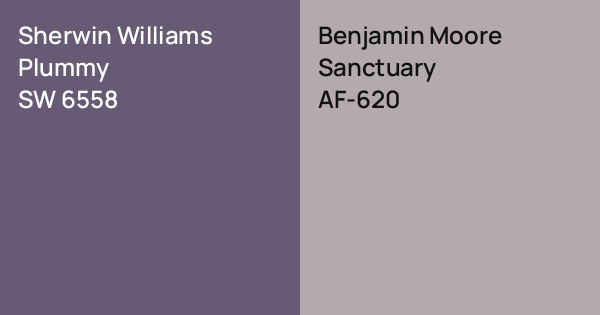 Sherwin Williams Plummy vs. Benjamin Moore Sanctuary comparison