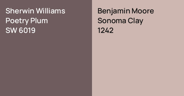 Sherwin Williams Poetry Plum vs. Benjamin Moore Sonoma Clay comparison