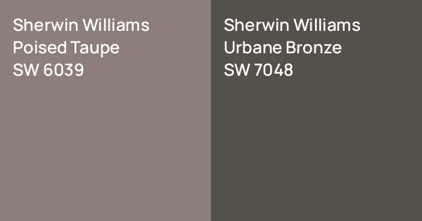 Sherwin Williams Poised Taupe vs. Sherwin Williams Urbane Bronze comparison