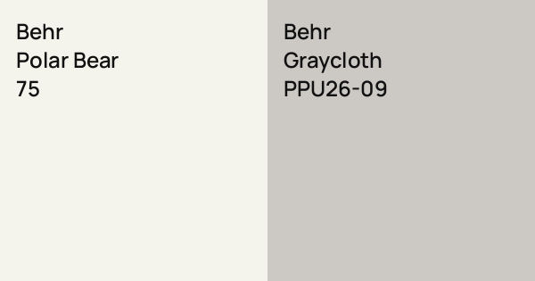 Behr Polar Bear vs. Behr Graycloth comparison