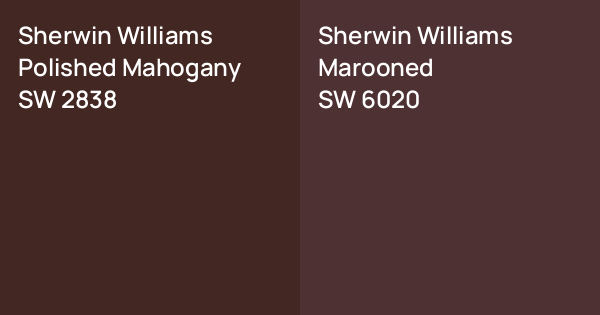Sherwin Williams Polished Mahogany vs. Sherwin Williams Marooned comparison