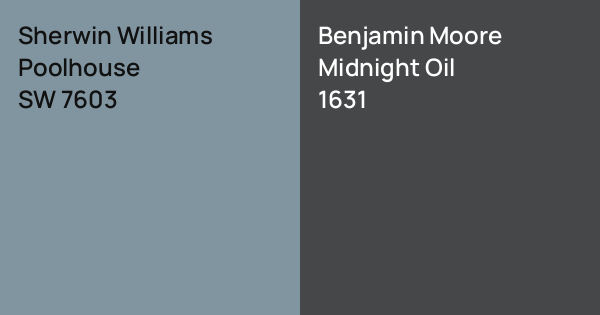 Sherwin Williams Poolhouse vs. Benjamin Moore Midnight Oil comparison