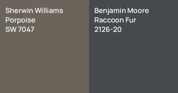 Sherwin Williams Porpoise vs. Benjamin Moore Raccoon Fur comparison