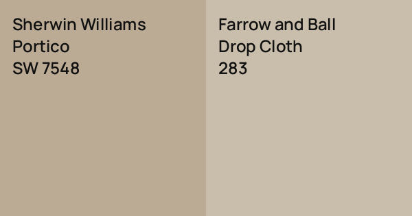 Sherwin Williams Portico vs. Farrow and Ball Drop Cloth comparison