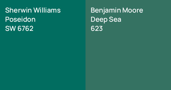 Sherwin Williams Poseidon vs. Benjamin Moore Deep Sea comparison