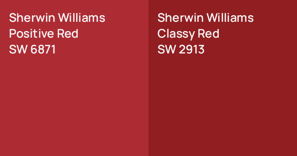 Sherwin Williams Positive Red vs. Sherwin Williams Classy Red comparison