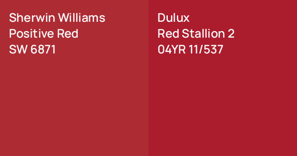 Sherwin Williams Positive Red vs. Dulux Red Stallion 2 comparison