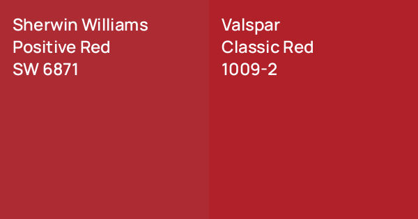 Sherwin Williams Positive Red vs. Valspar Classic Red comparison