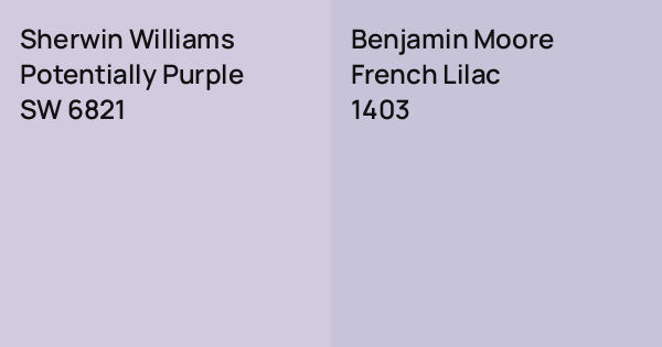 Sherwin Williams Potentially Purple vs. Benjamin Moore French Lilac ...