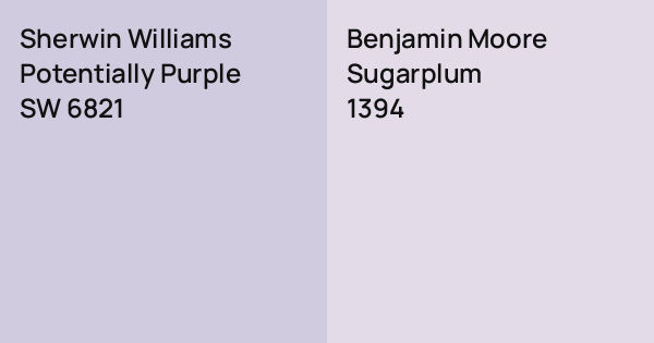 Sherwin Williams Potentially Purple vs. Benjamin Moore Sugarplum comparison