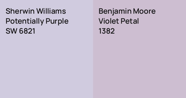 Sherwin Williams Potentially Purple vs. Benjamin Moore Violet Petal ...
