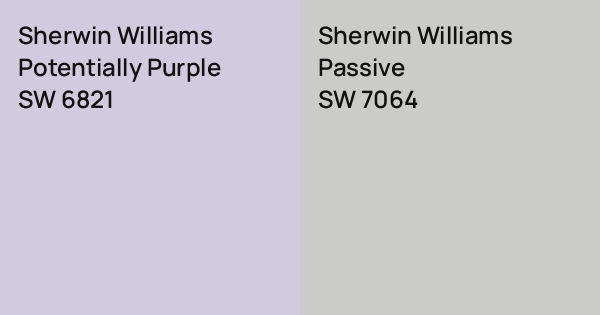Sherwin Williams Potentially Purple vs. Sherwin Williams Passive comparison