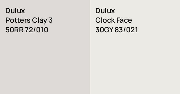 Dulux Potters Clay 3 vs. Dulux Clock Face comparison