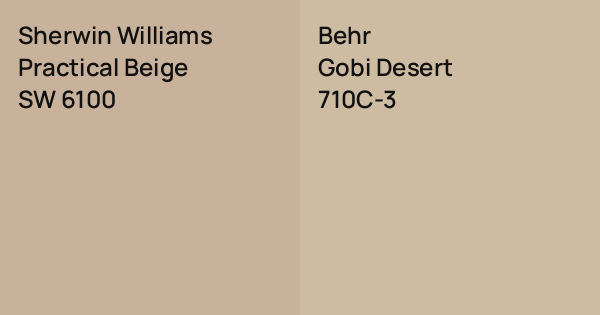 Sherwin Williams Practical Beige vs. Behr Gobi Desert comparison